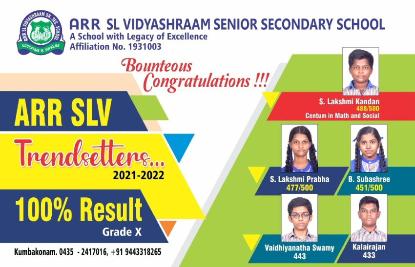 ARR SL VIDYASHRAAM SR.SEC.SCHOOL | Best CBSE School in Kumbakonam
